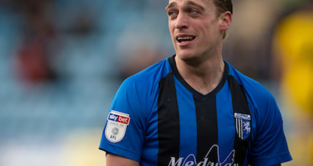 Gillingham penalty taker Tom Eaves