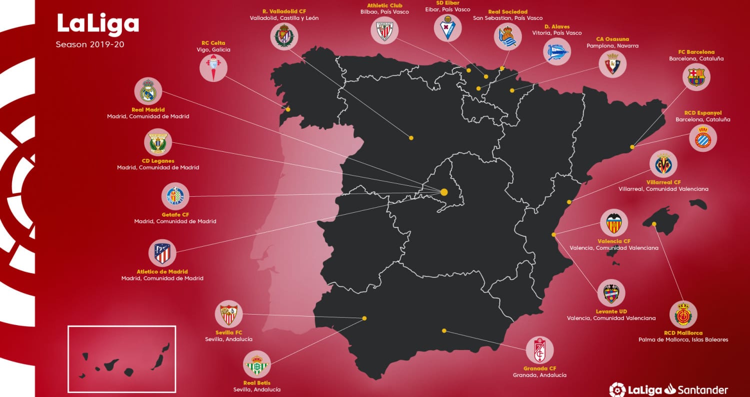Map Of La Liga Teams
